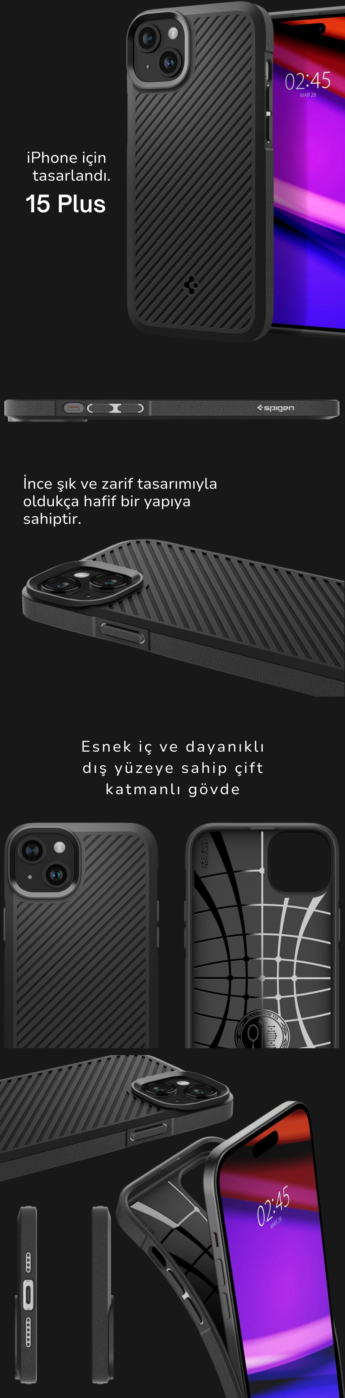 iPhone 15 Plus Kılıf, Spigen Core Armor Matte Black - Spigen