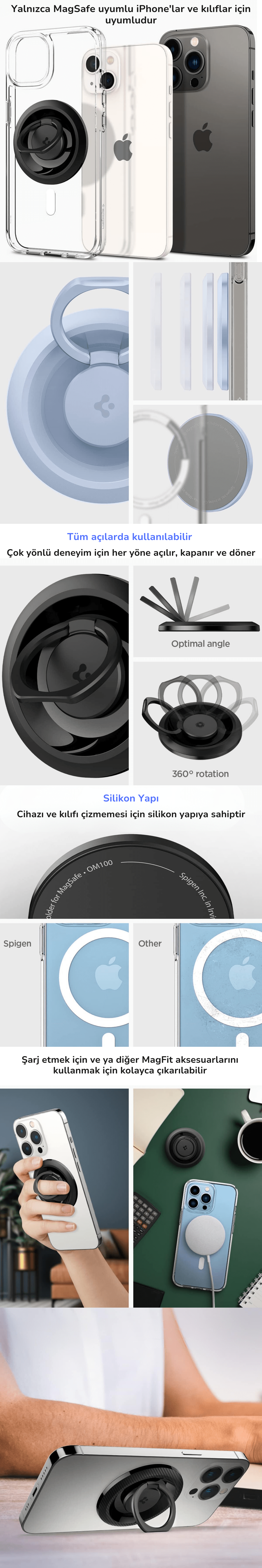 Spigen MagFit O-Mag Ring Manyetik Telefon Tutucu MagSafe iPhone 15 ...